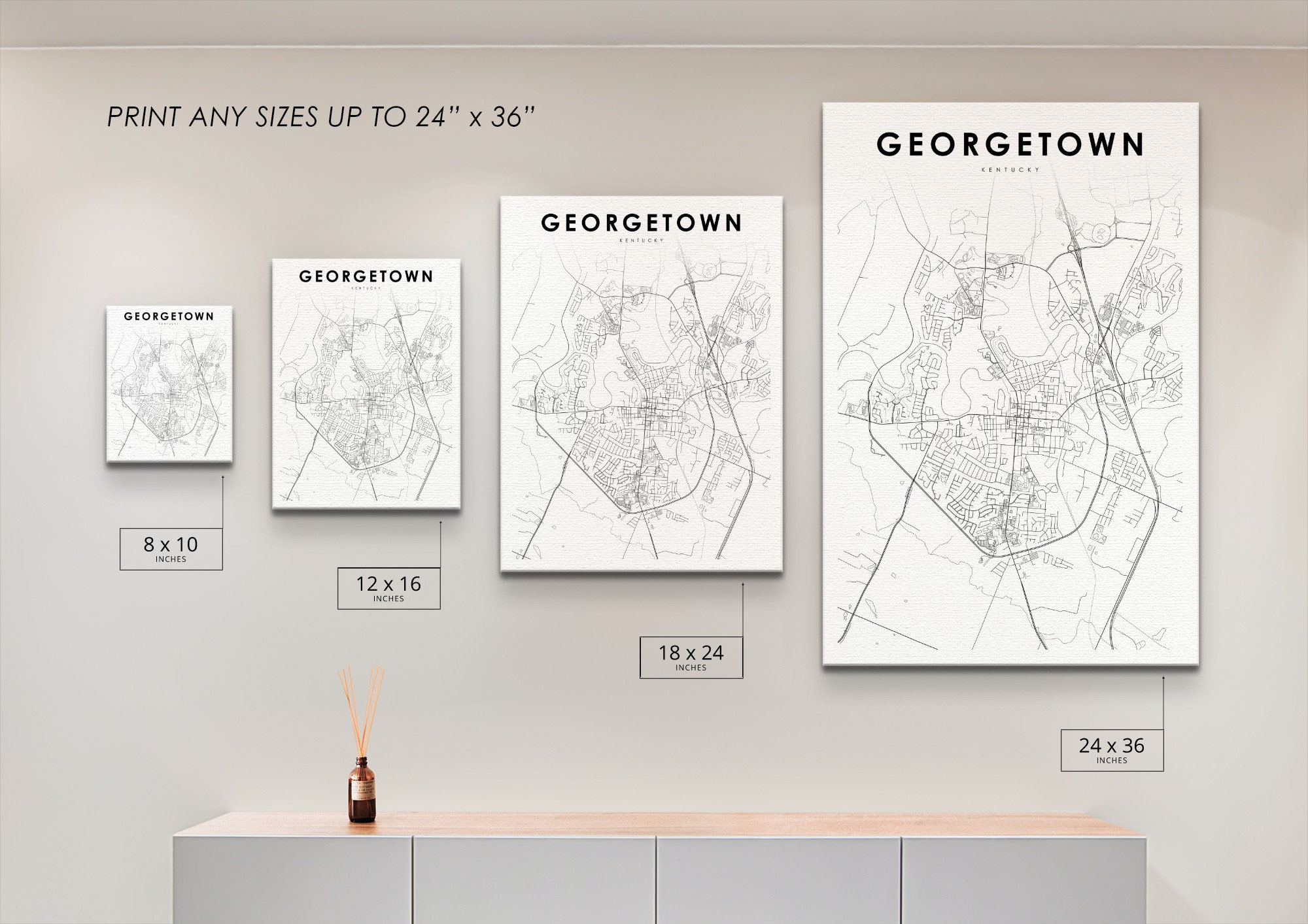 Georgetown KY Map Print Kentucky USA Map Art Poster Scott | Etsy