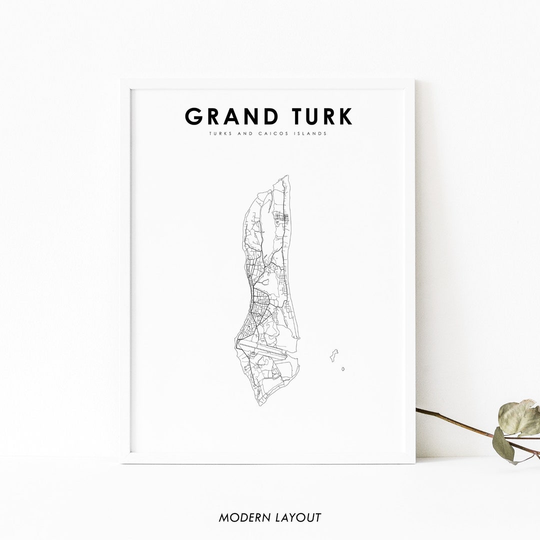 Grand Turk Map Print, Turks and Caicos Islands Map Art Poster, City ...