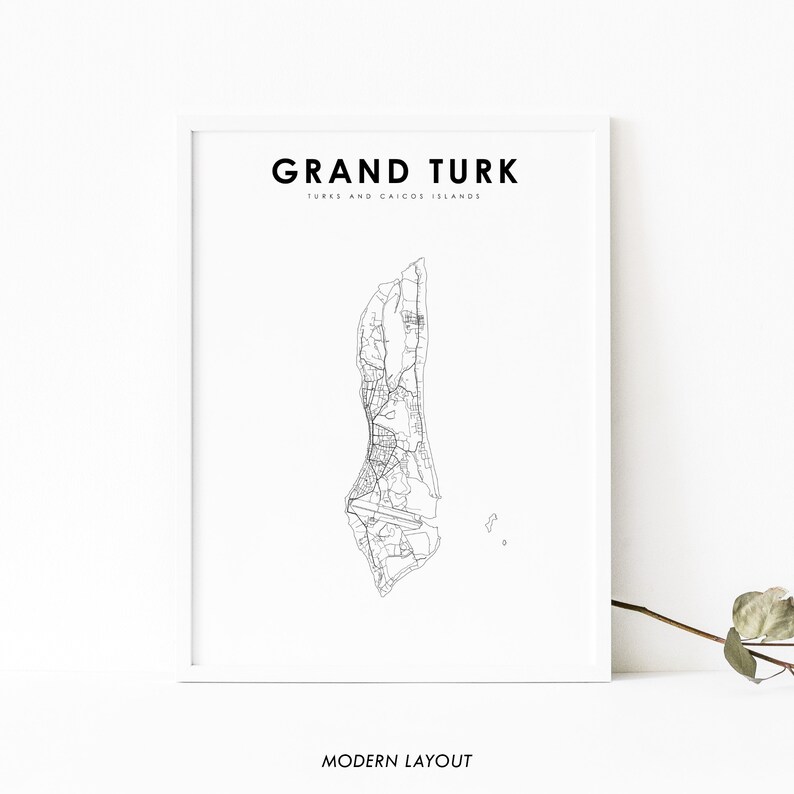 Grand Turk Map Print, Turks and Caicos Islands Map Art Poster, City ...