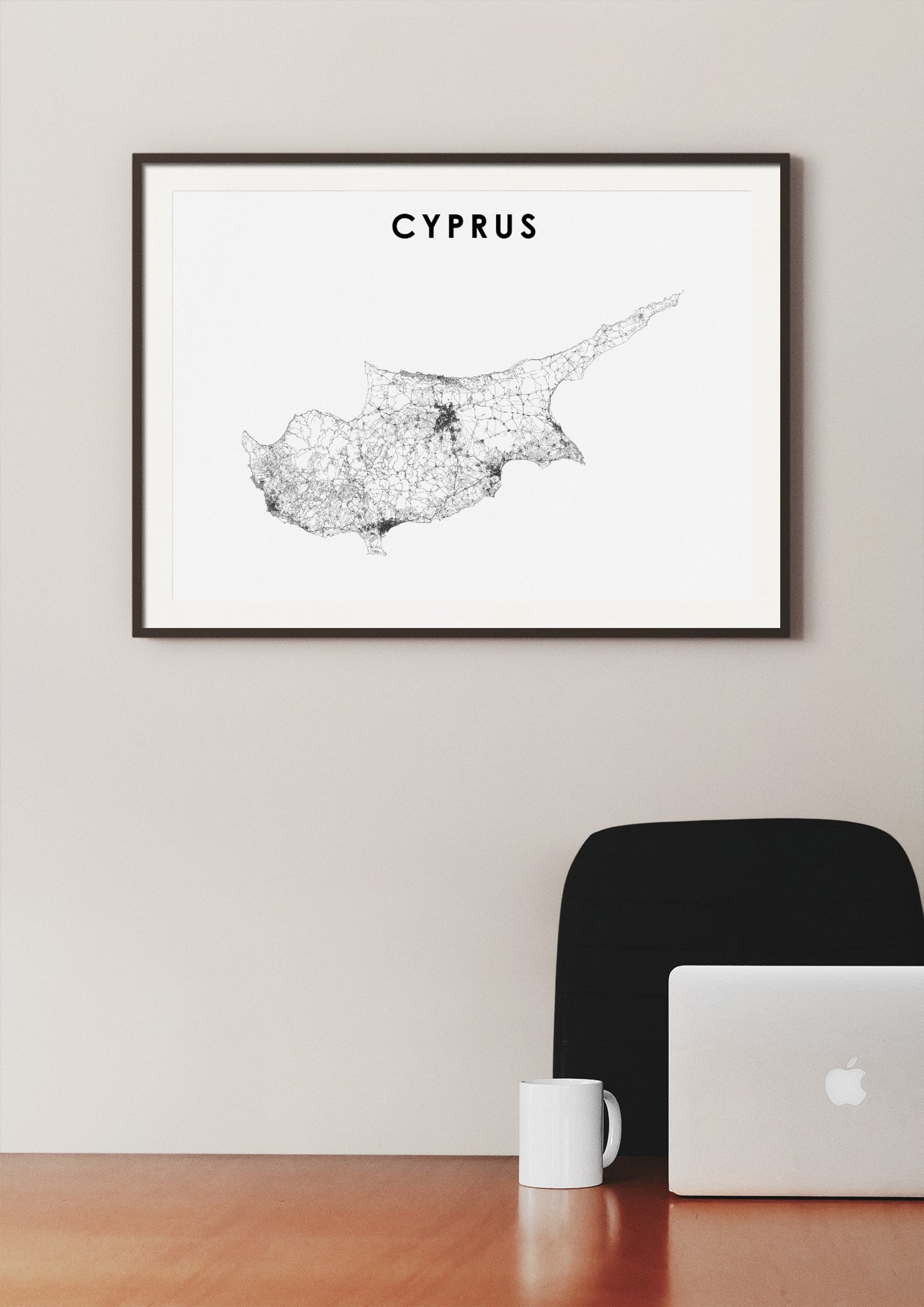 Cyprus Map Print Map Art Poster Κυπριακή Kıbrıs Cumhuriyeti | Etsy