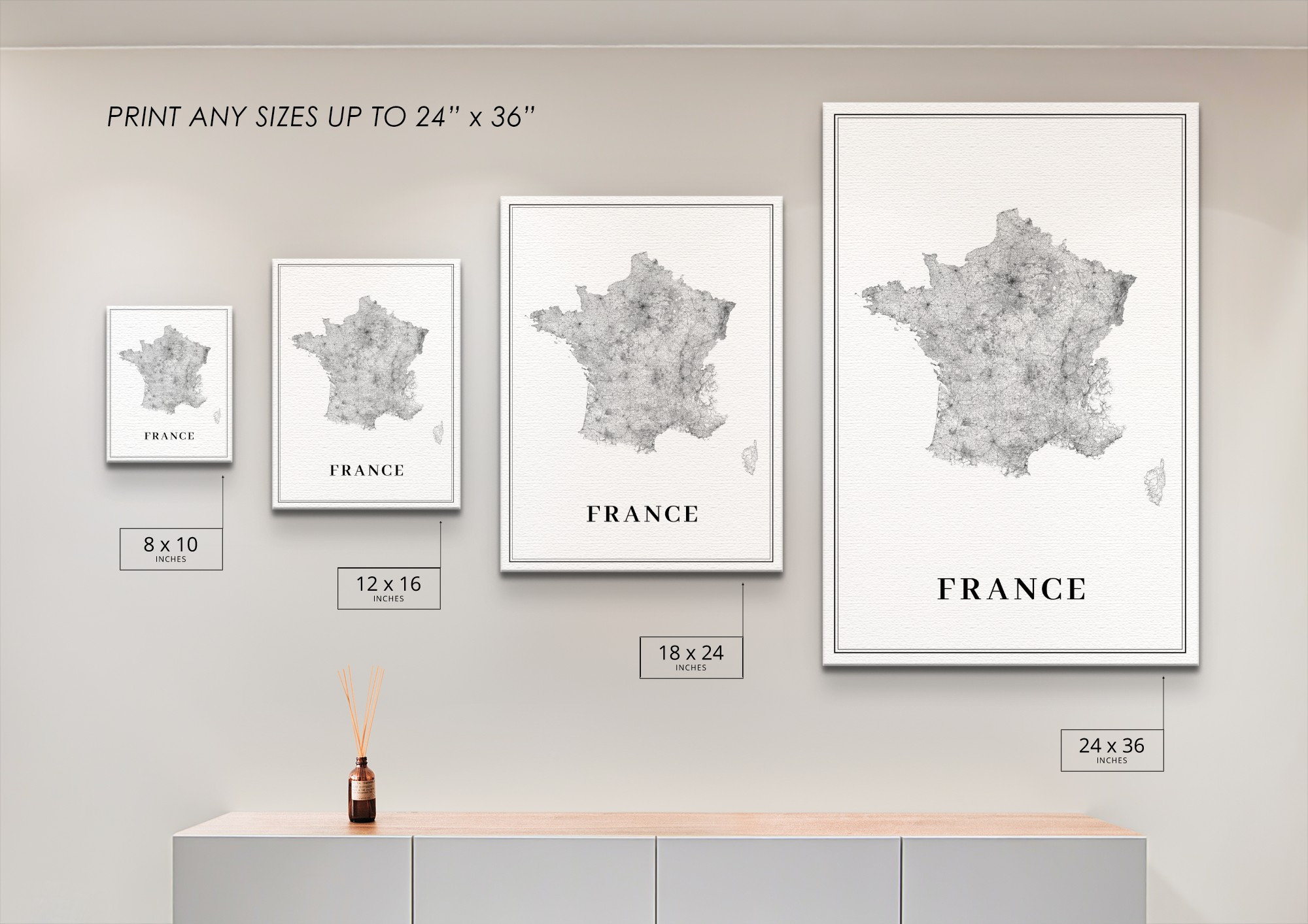 France Map Print Road Map Art Poster République Française | Etsy
