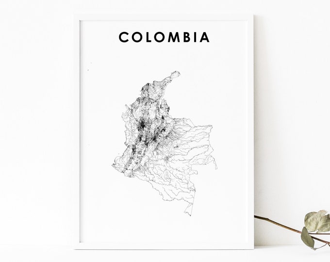 Colombia Map Line Art Digital Printable, Instant Download Print ...