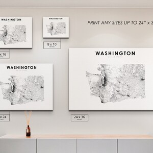 Washington Map Print, State Road Map Print, WA USA United States Map ...