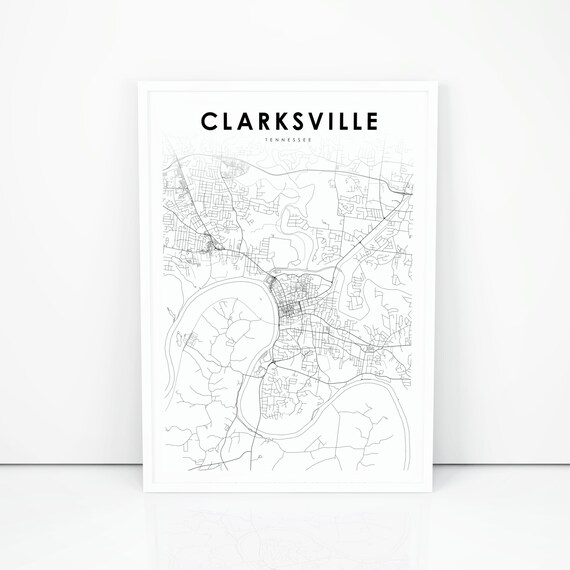 Clarksville TN Map Print Tennessee USA Map Art Poster City | Etsy