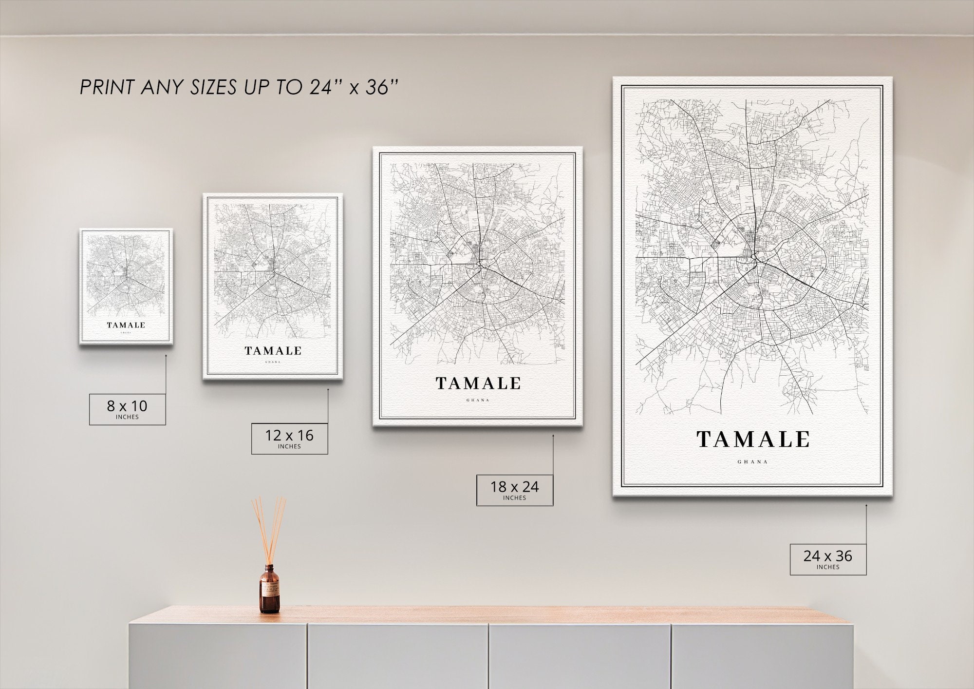 Tamale Ghana Map Print, Map Art Poster, City Street Road Map Print ...