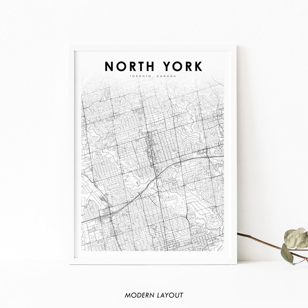 North York Toronto Map Print, Ontario ON Canada Map Art Poster, City ...