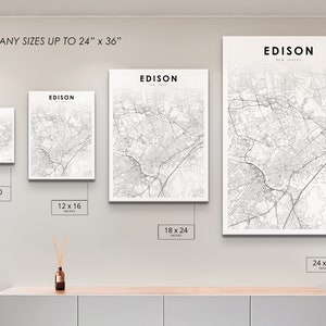 Edison NJ Map Print, New Jersey USA Map Art Poster, Middlesex, City ...