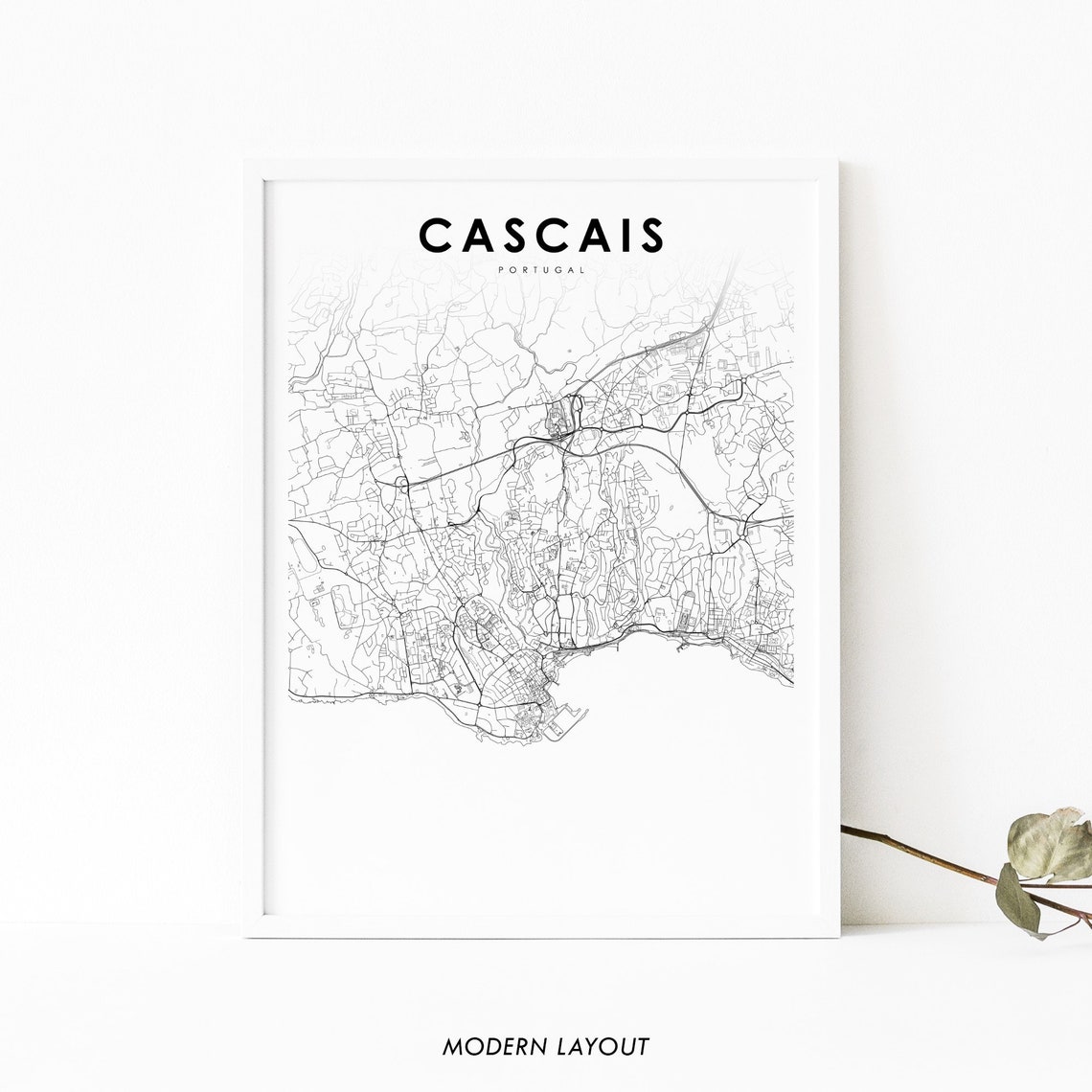 Cascais Portugal Map Print, Map Art Poster, Lisbon Portuguese Riviera ...