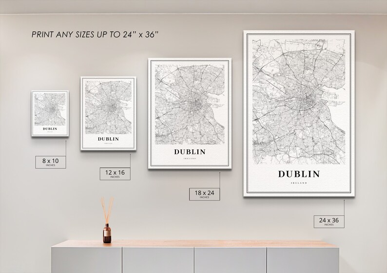 Dublin Area Ireland Map Print, Map Art Poster, Baile Átha Cliath, City ...