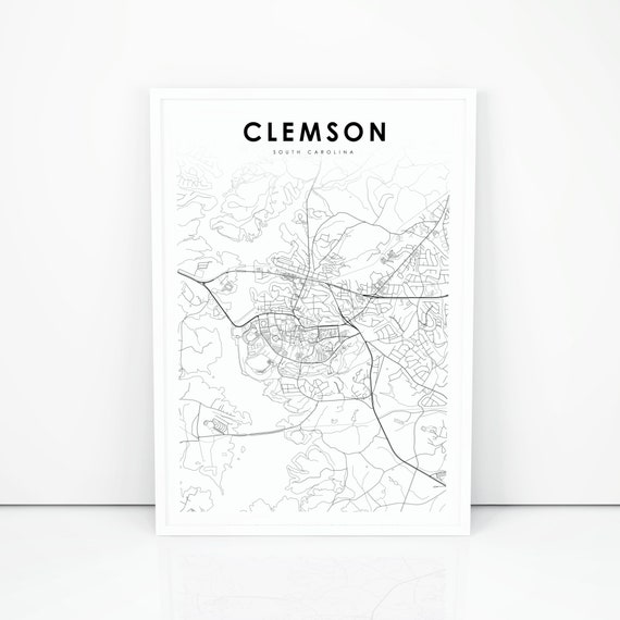 Clemson SC Map Print South Carolina USA Map Art Poster City | Etsy