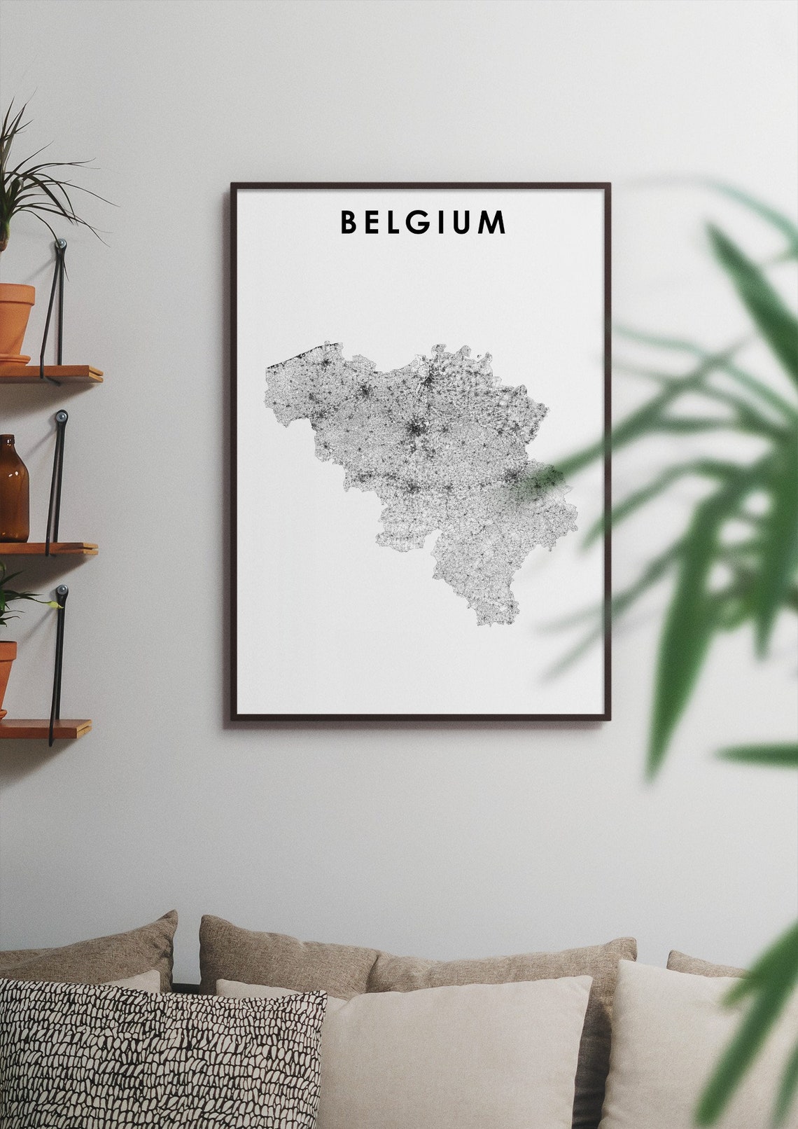 Belgium Map Print Road Map Art Poster Brussels België - Etsy