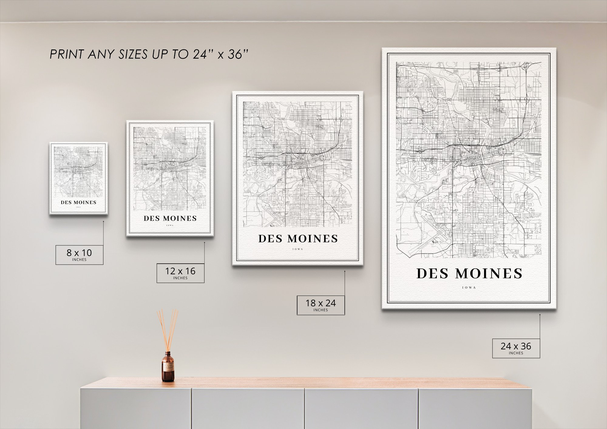 Des Moines IA Map Print Iowa USA Map Art Poster Polk County - Etsy