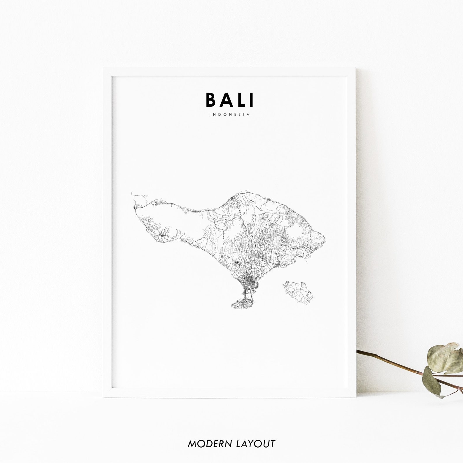 Bali Indonesia Map Print Road Map Art Poster Map Art - Etsy