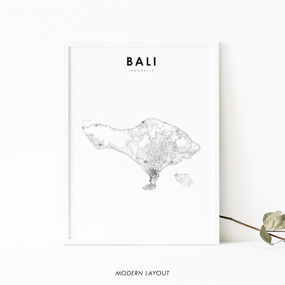 Bali Indonesia Map Print Road Map Art Poster Map Art | Etsy