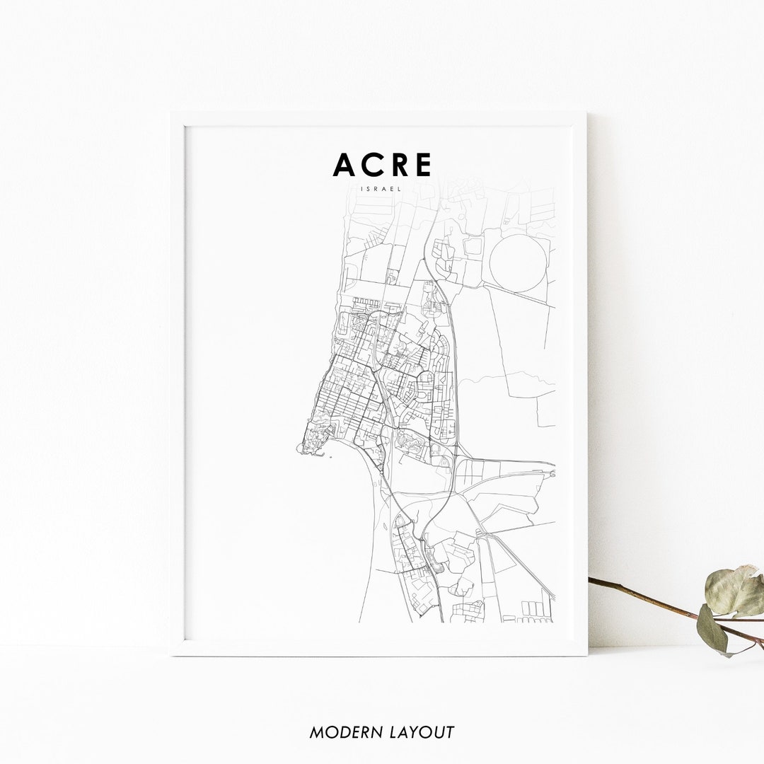 Acre Israel Map Print, Akko Akka Map Art Poster, City Street Road Map ...