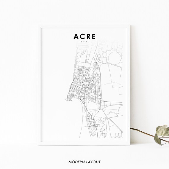 Acre Israel Map Print Akko Akka Map Art Poster City Street - Etsy