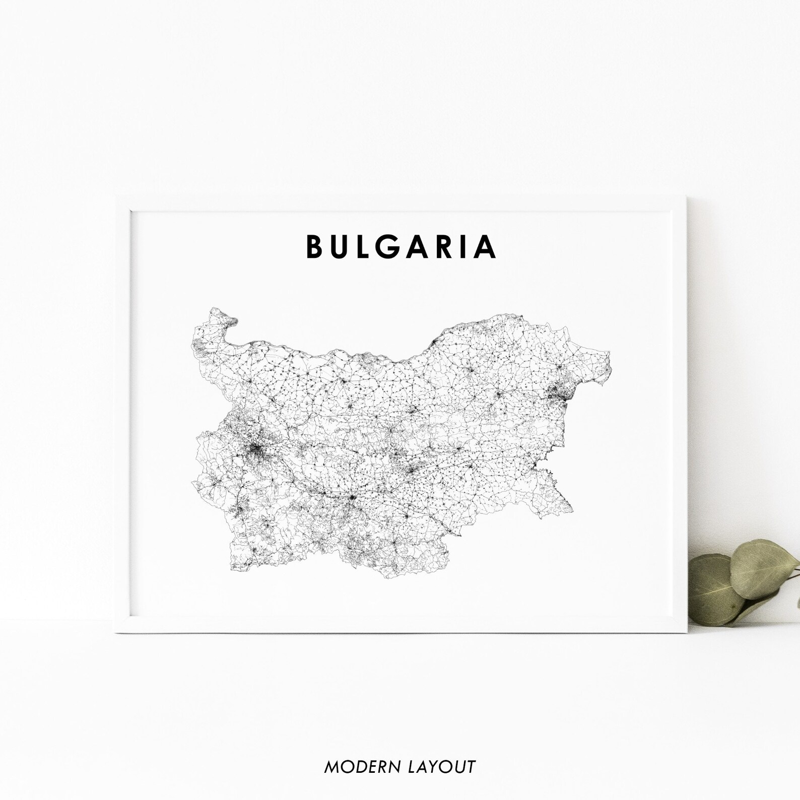 Bulgaria Map Print, Road Map Art Poster, България Bǎlgariya Balgariya ...