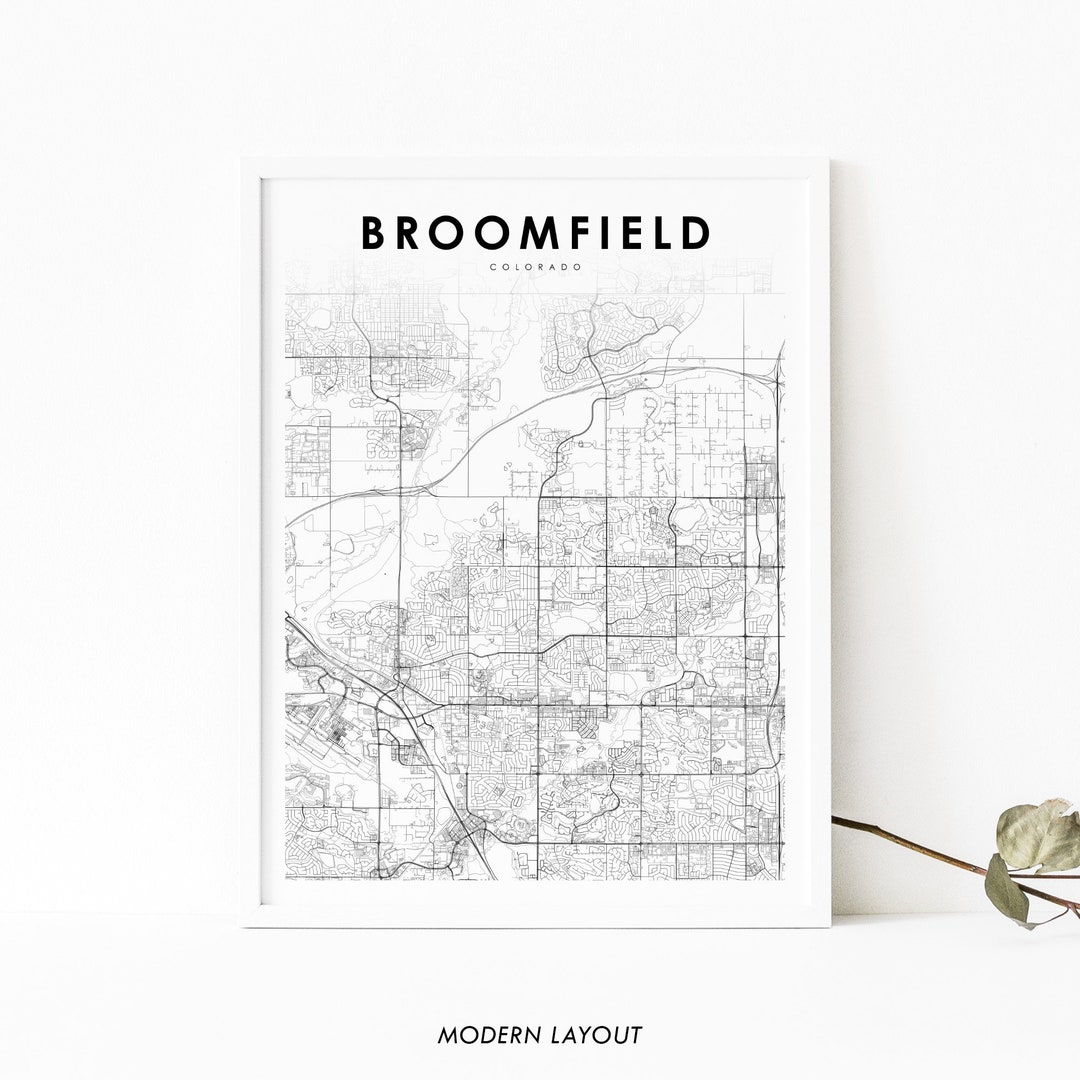 Broomfield CO Map Print, Colorado USA Map Art Poster, Denver Area, City ...
