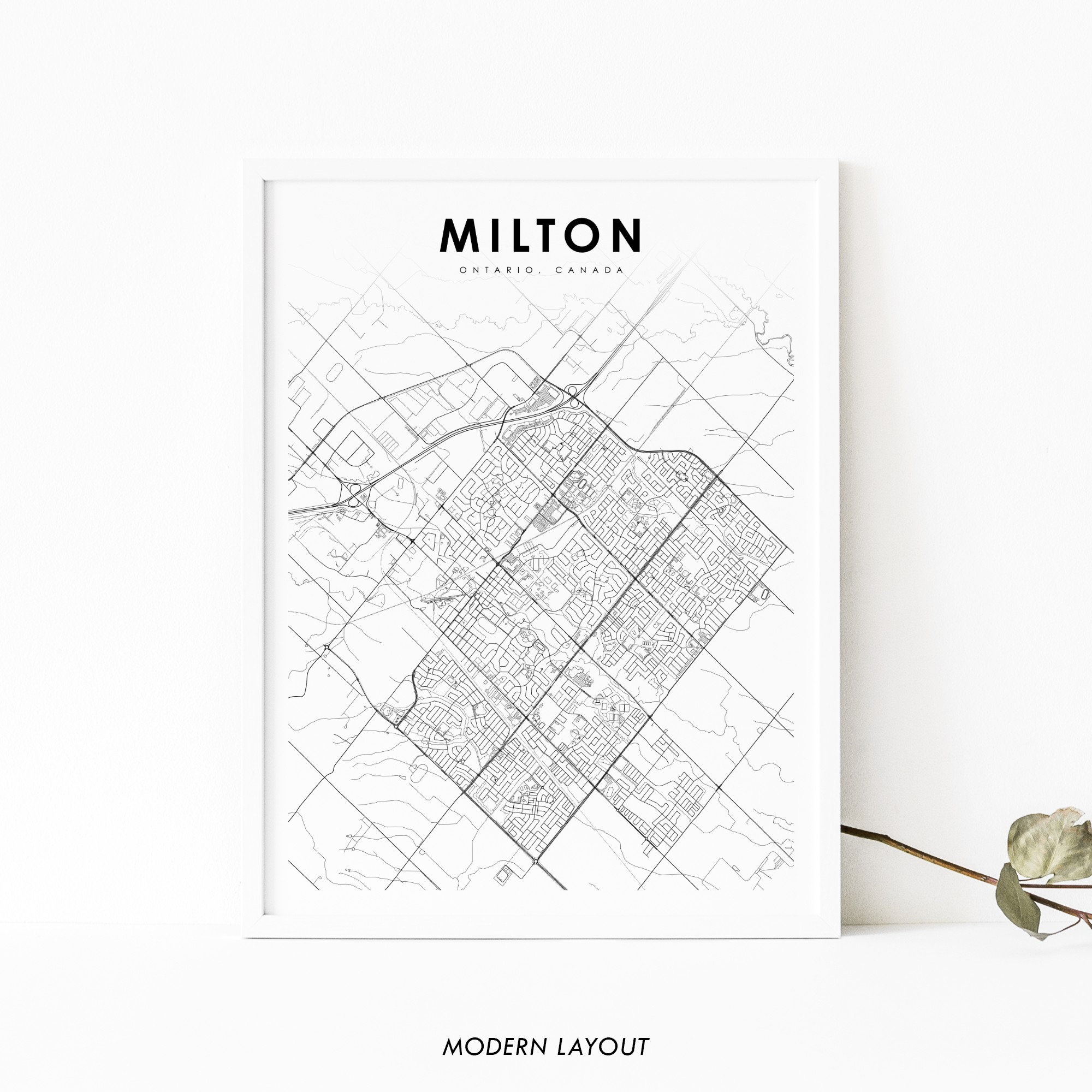 Milton Ontario Map Print ON Canada Map Art Poster City | Etsy