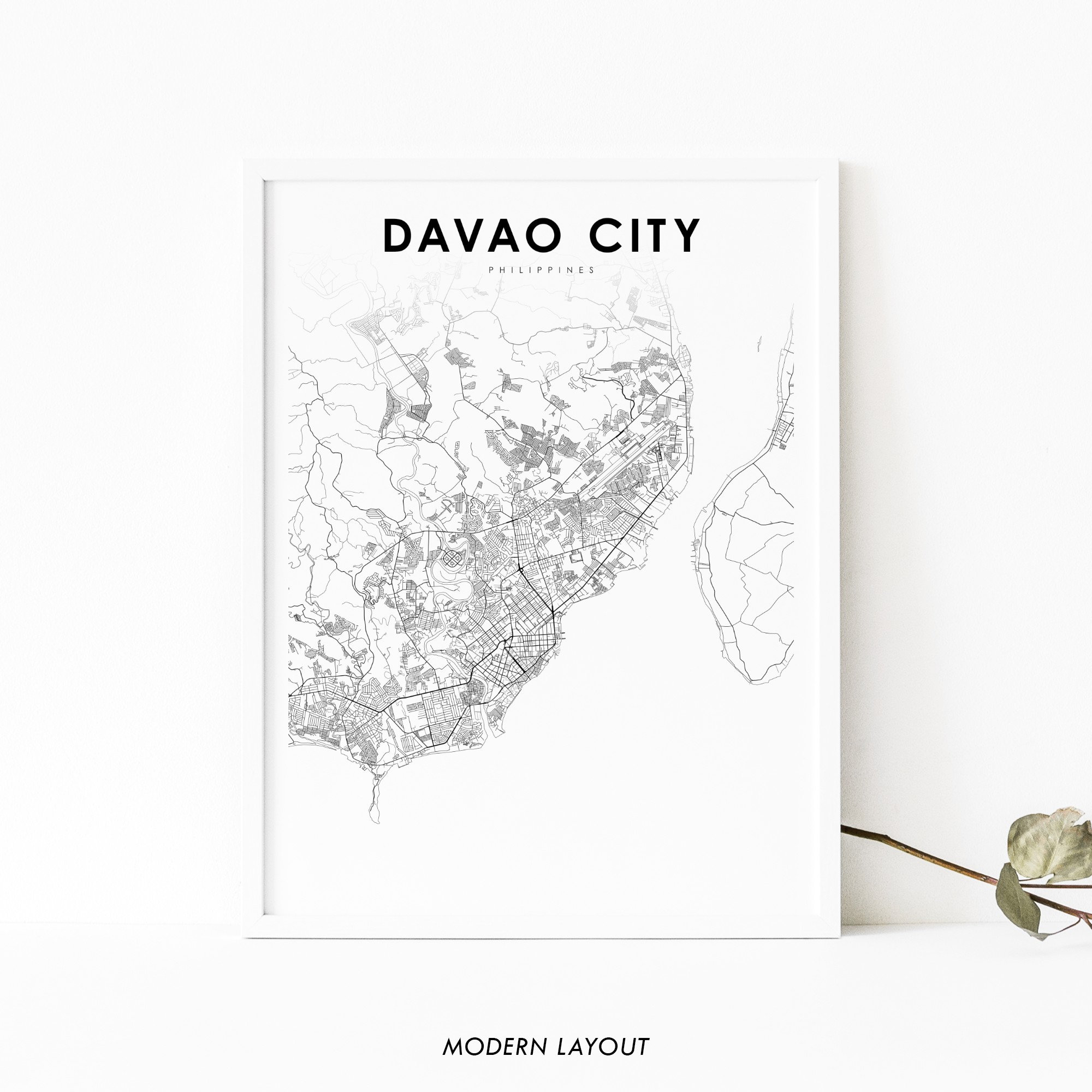 Davao City Philippines Map Print Map Art Poster Dakbayan Sa - Etsy