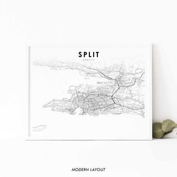 Split Croatia Map Print Map Art Poster Dalmatia City Street | Etsy