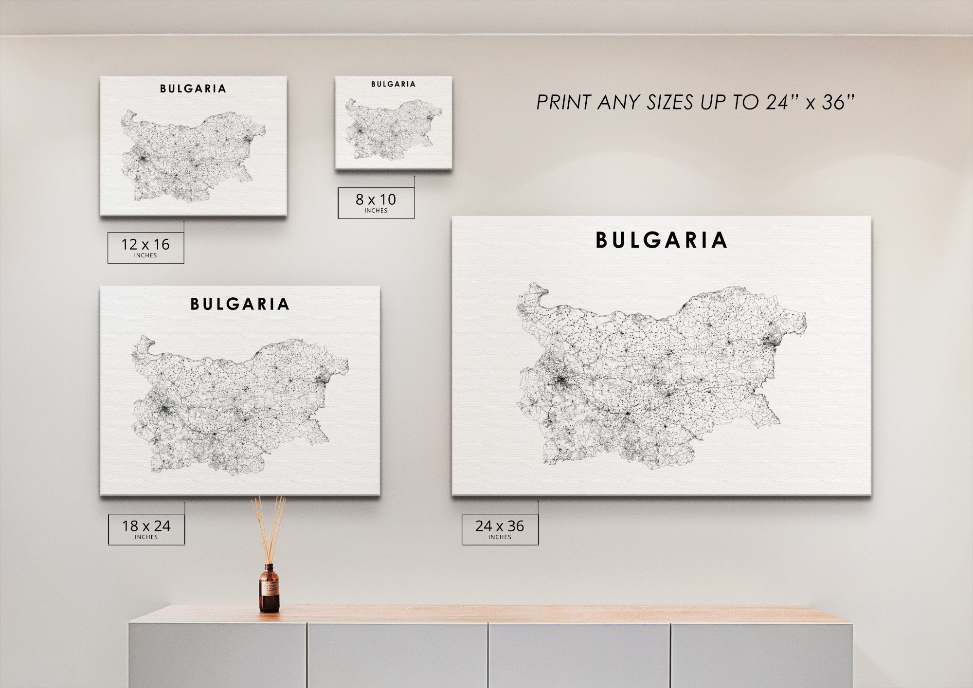 Bulgaria Map Print Road Map Art Poster България Bǎlgariya - Etsy