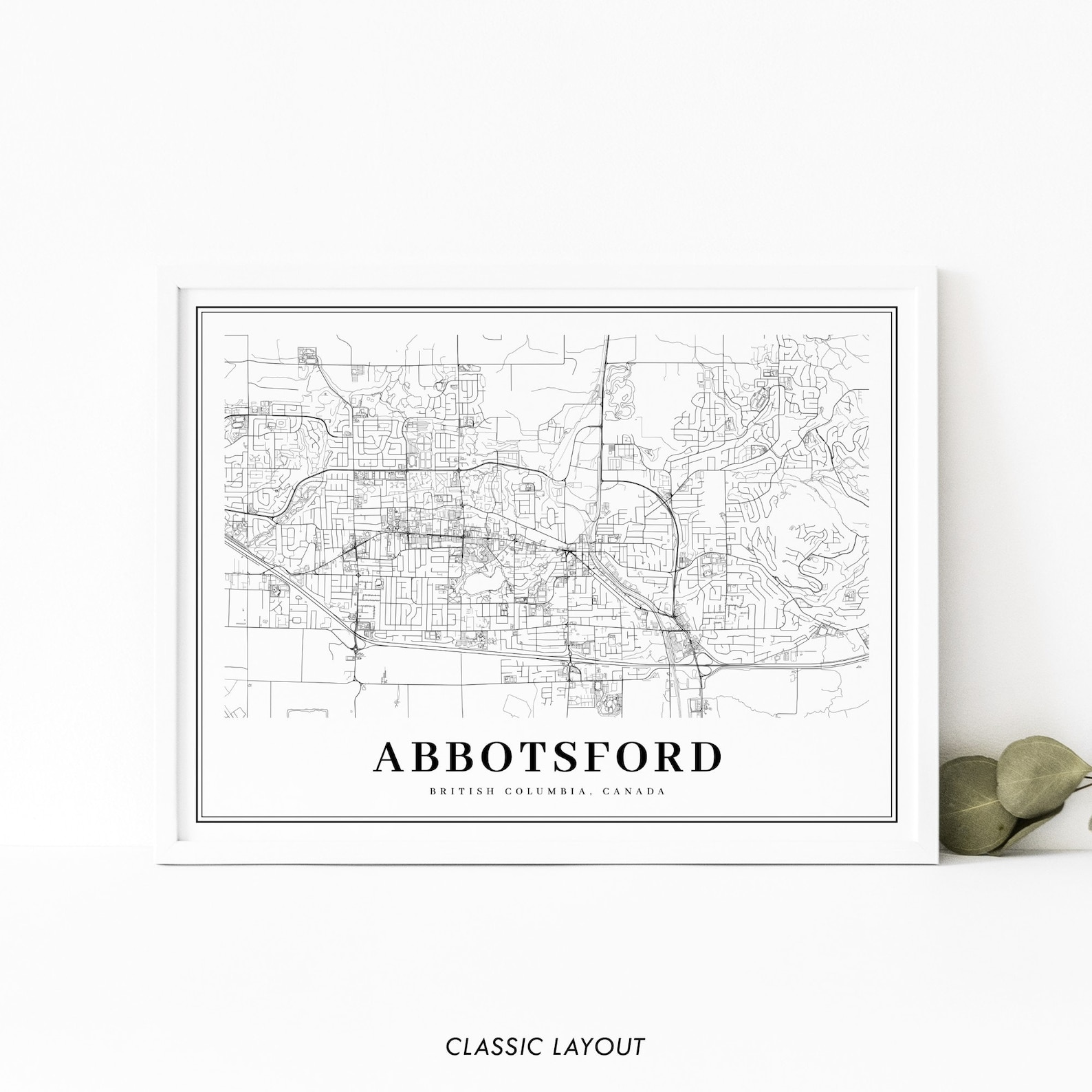 Abbotsford BC Map Print British Columbia Canada Map Art | Etsy