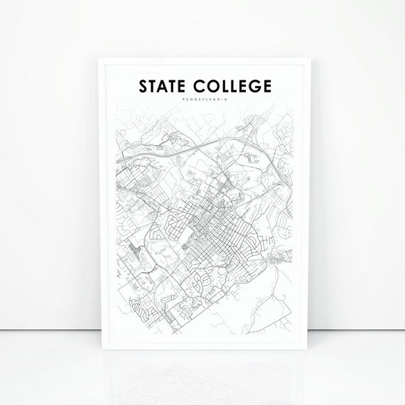 State College PA Map Print Pennsylvania USA Map Art Poster | Etsy