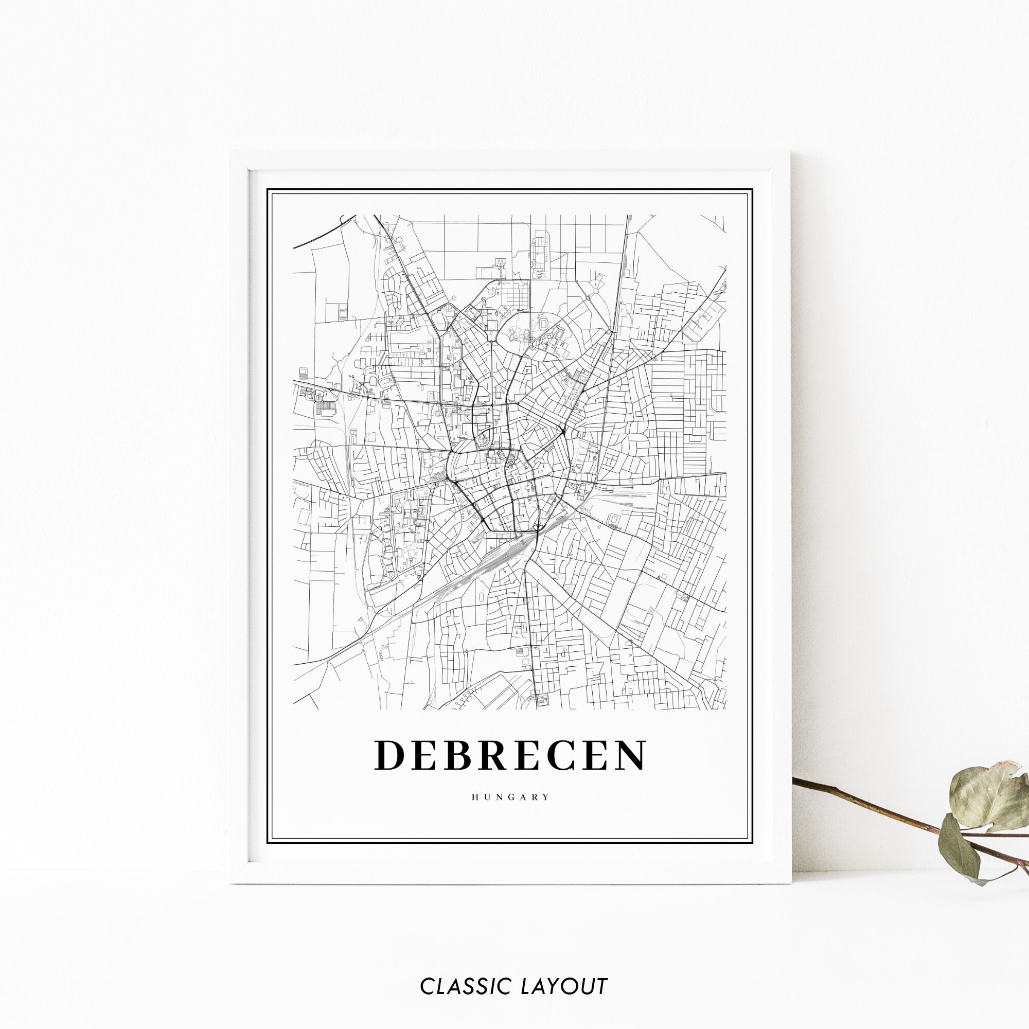Debrecen Hungary Map Print, Map Art Poster, Magyarország, City Street ...