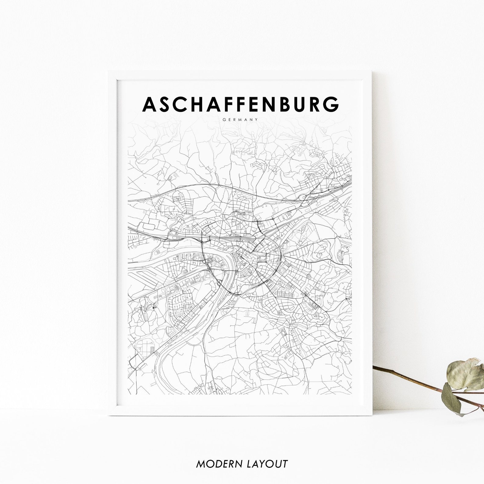 Aschaffenburg Germany Map Print Bavaria Deutschland Map Art - Etsy