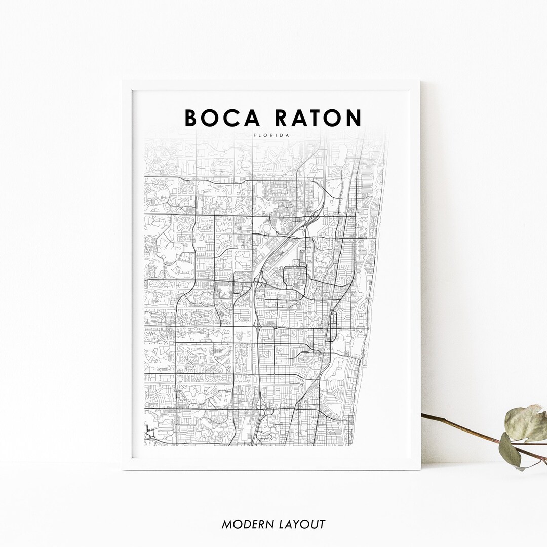 Boca Raton FL Map Print, Florida USA Map Art Poster, Deerfield Beach ...