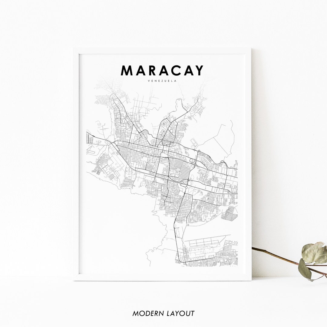 Maracay Venezuela Map Print, Map Art Poster, Aragua Ciudad Jardín, City ...