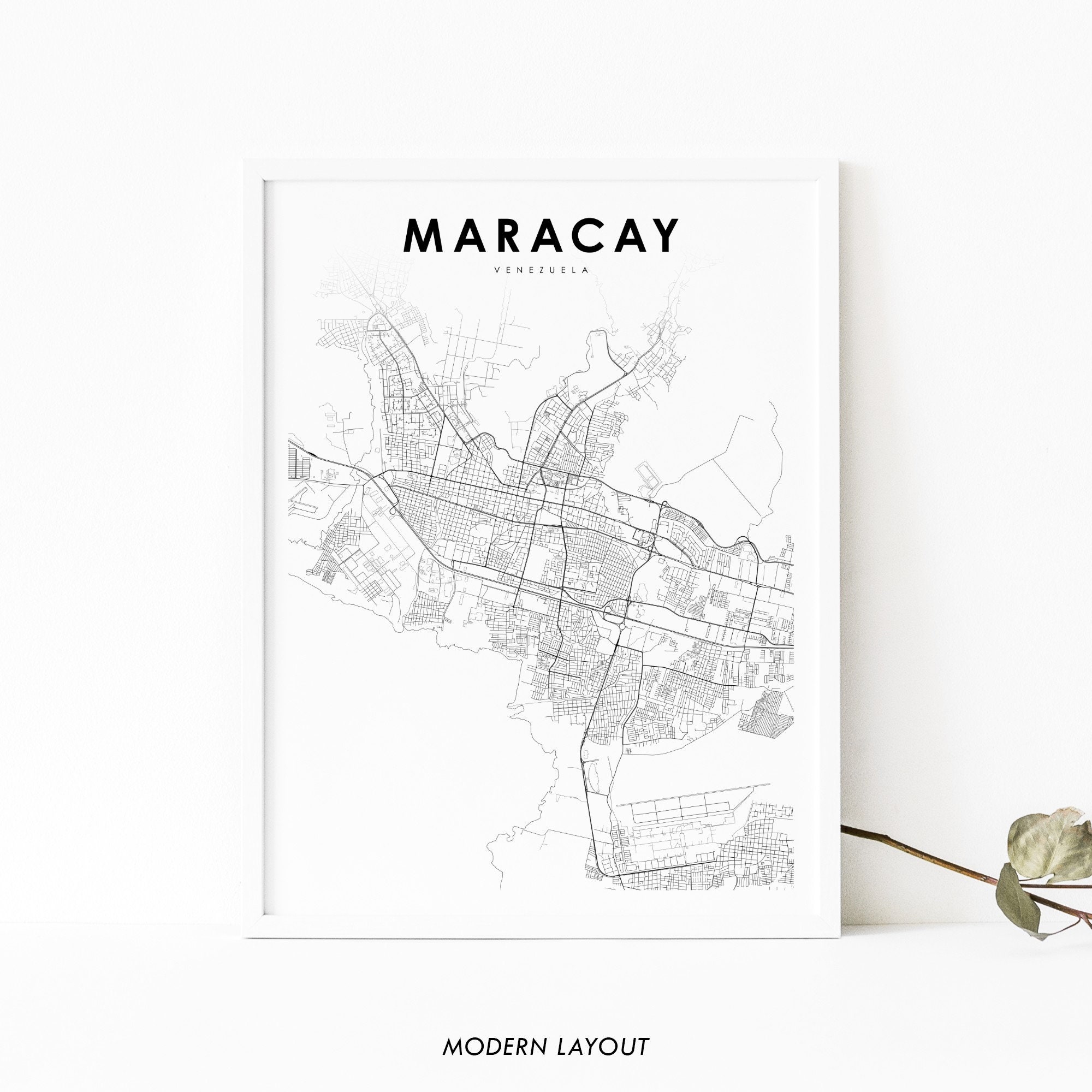 Maracay Venezuela Map Print, Map Art Poster, Aragua Ciudad Jardín, City ...