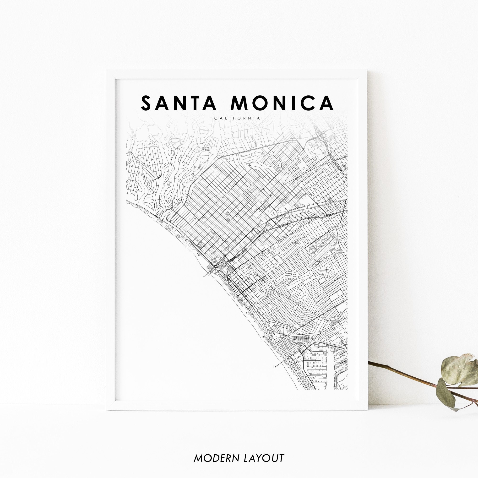 Santa Monica CA Map Print California USA Map Art Poster City - Etsy Canada