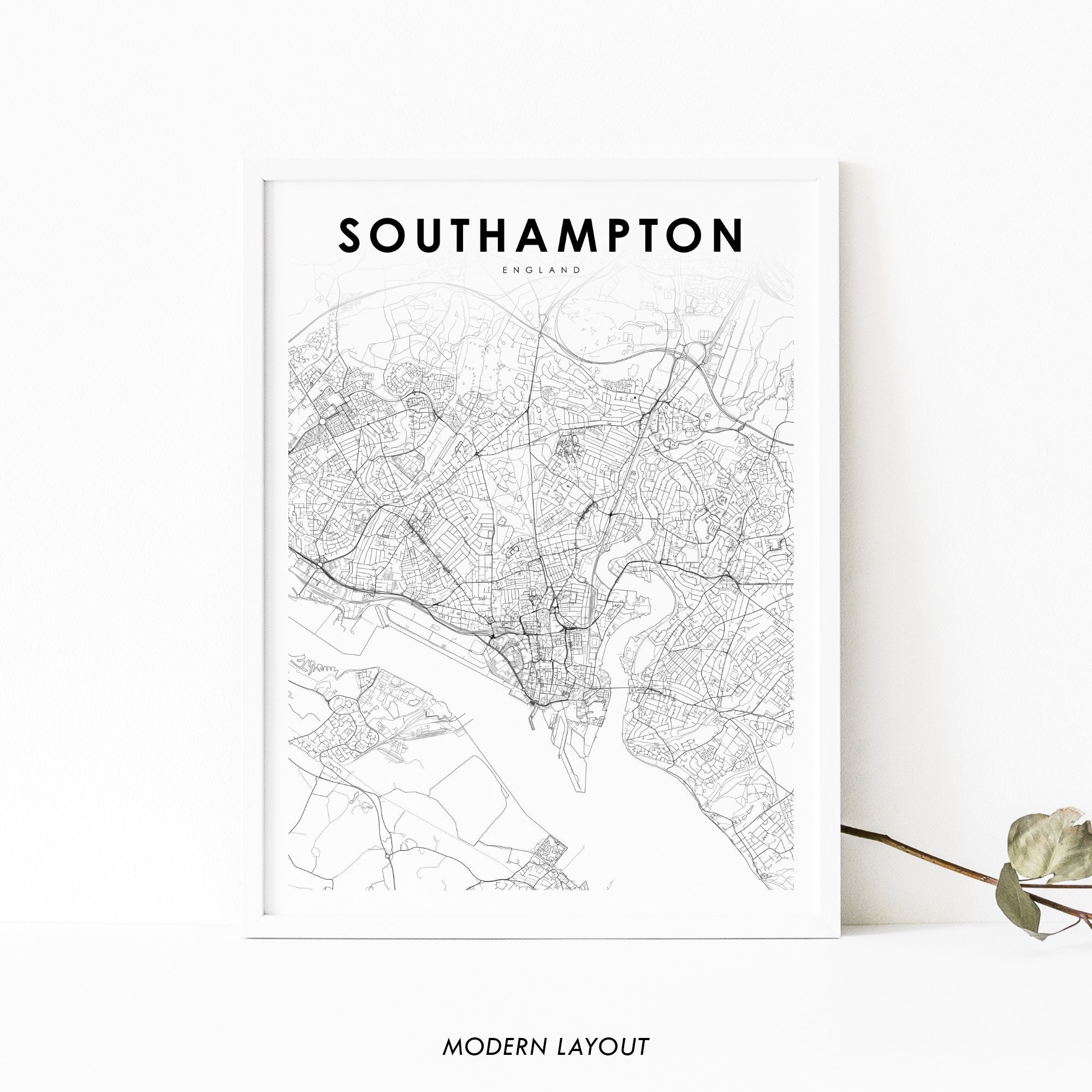 Southampton England Map Print UK United Kingdom Map Art | Etsy