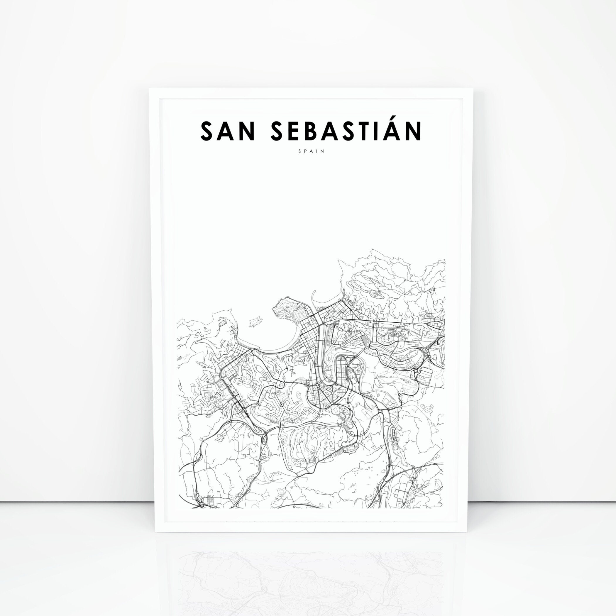 San Sebastian Spain Map Print Map Art Poster San Sebastián | Etsy