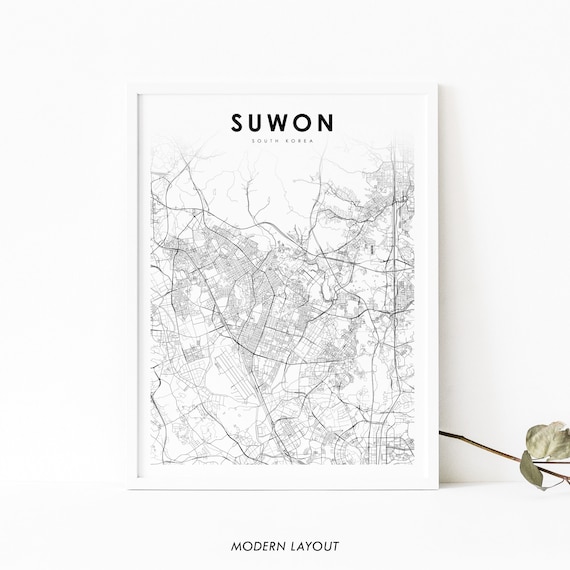 Suwon South Korea Map Print Suwon-si Map Art Poster 수원 수원시 | Etsy
