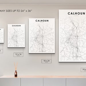 Calhoun GA Map Print, Georgia USA Map Art Poster, Gordon County, City ...
