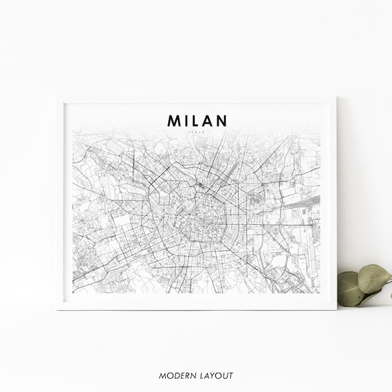 Milan Italy Map Print Milano Italia Map Art Poster City | Etsy