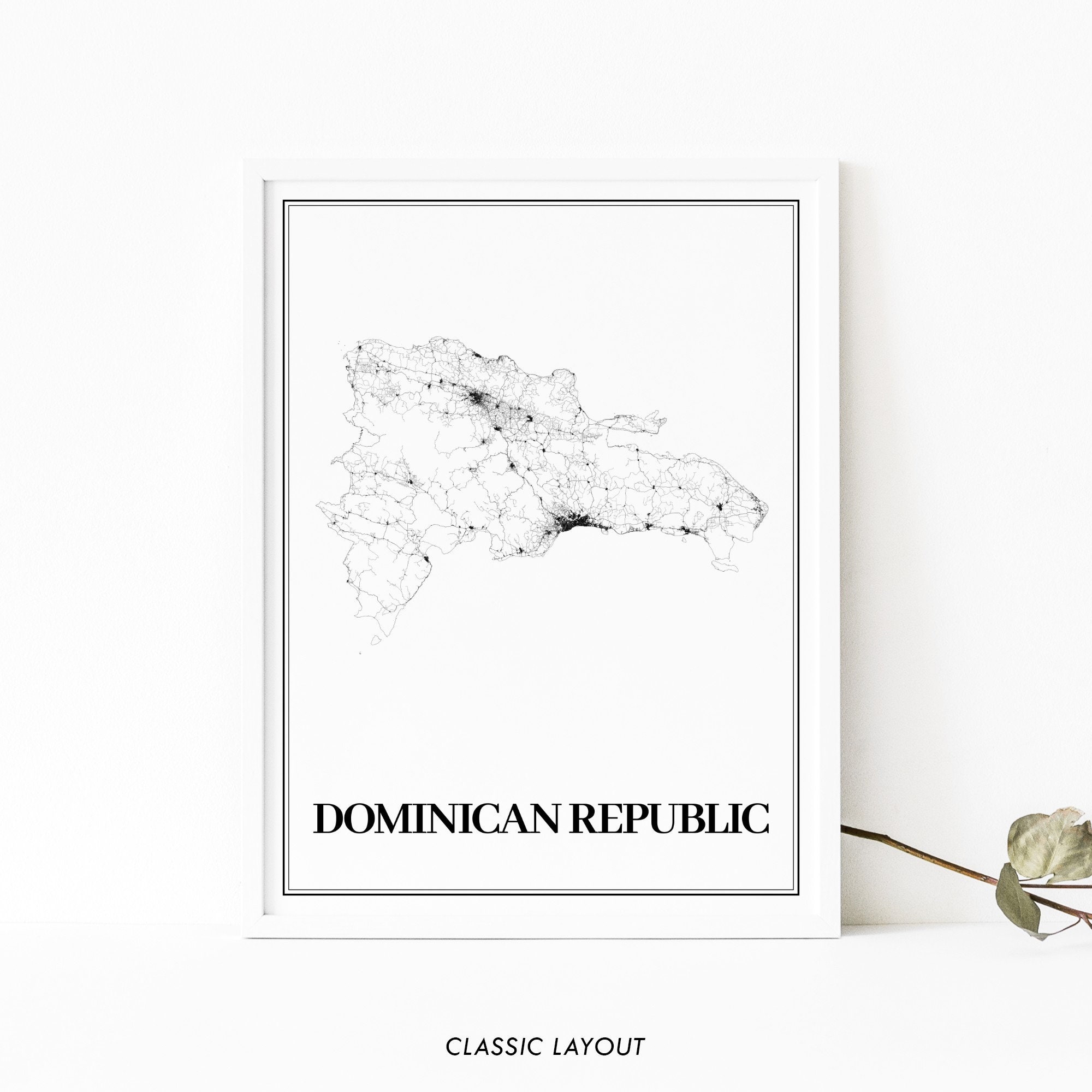 Dominican Republic Map Print, Country Road Map Art Poster, Dominicana ...