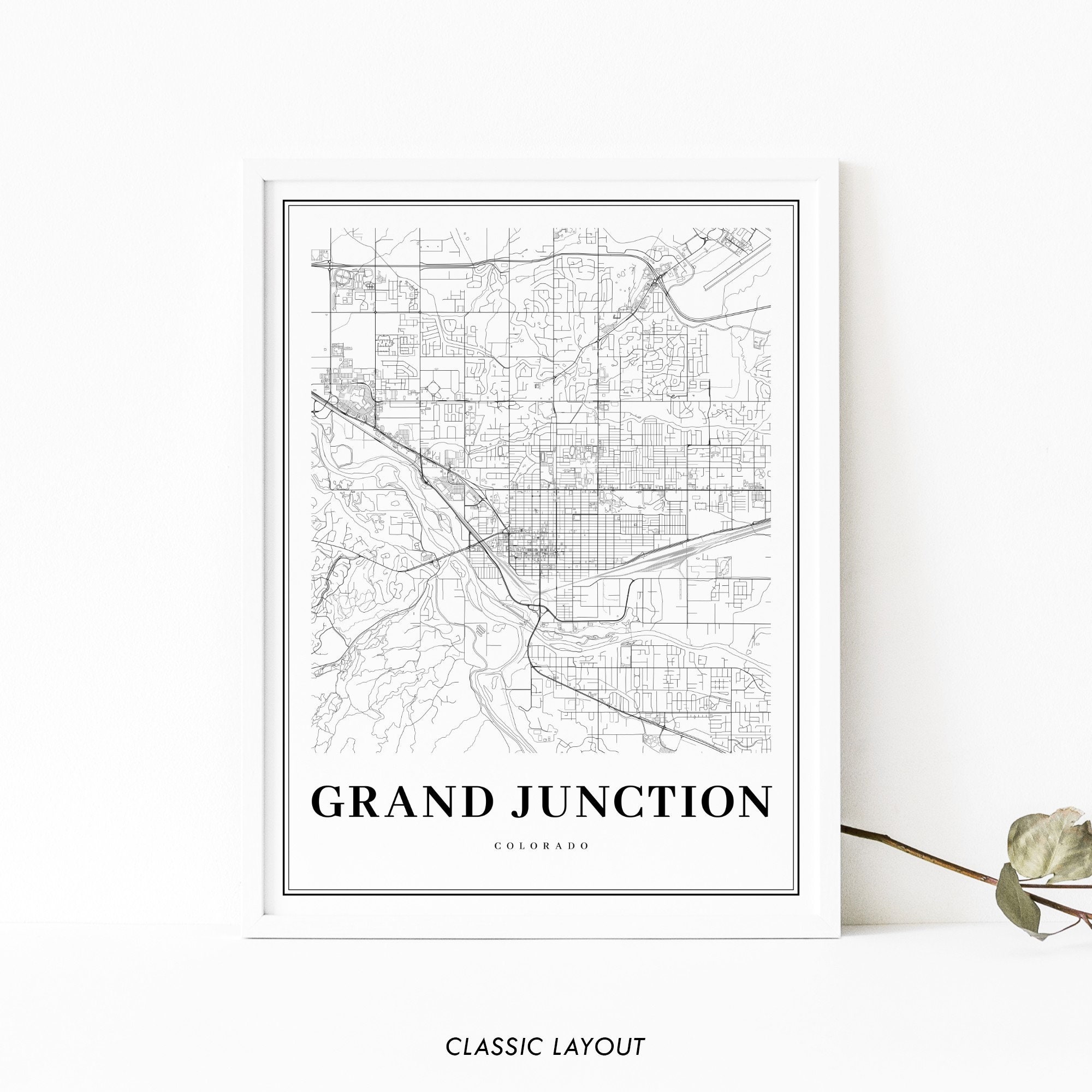 Grand Junction CO Map Print Colorado USA Map Art Poster Mesa - Etsy