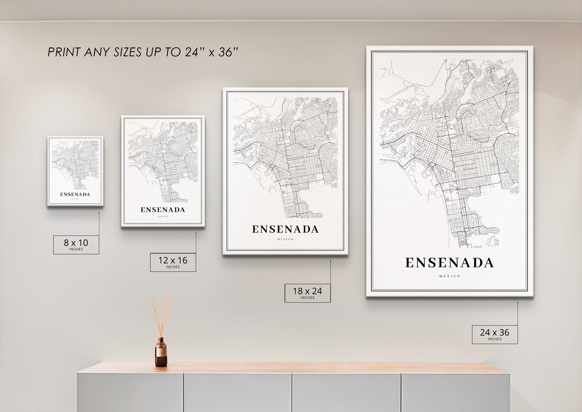 Ensenada Mexico Map Print Map Art Poster Baja California | Etsy