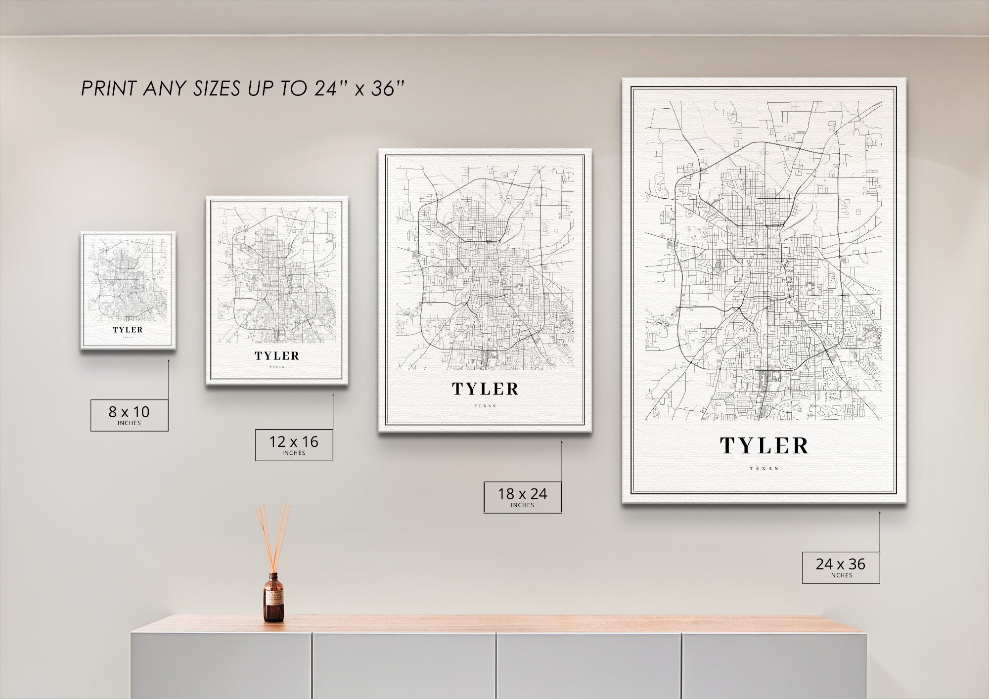 Tyler TX Map Print Texas USA Map Art Poster Smith County | Etsy