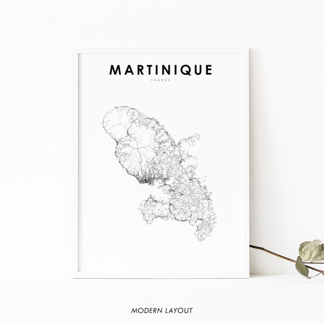Martinique France Map Print, Road Map Poster, Caribbean Fort-de-france ...