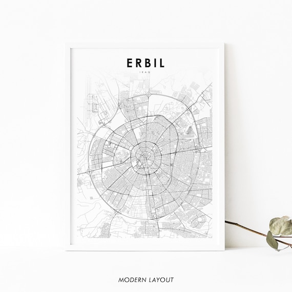 Erbil Iraq Map Print Map Art Poster أربيل Irbil Arbīl Hawler | Etsy