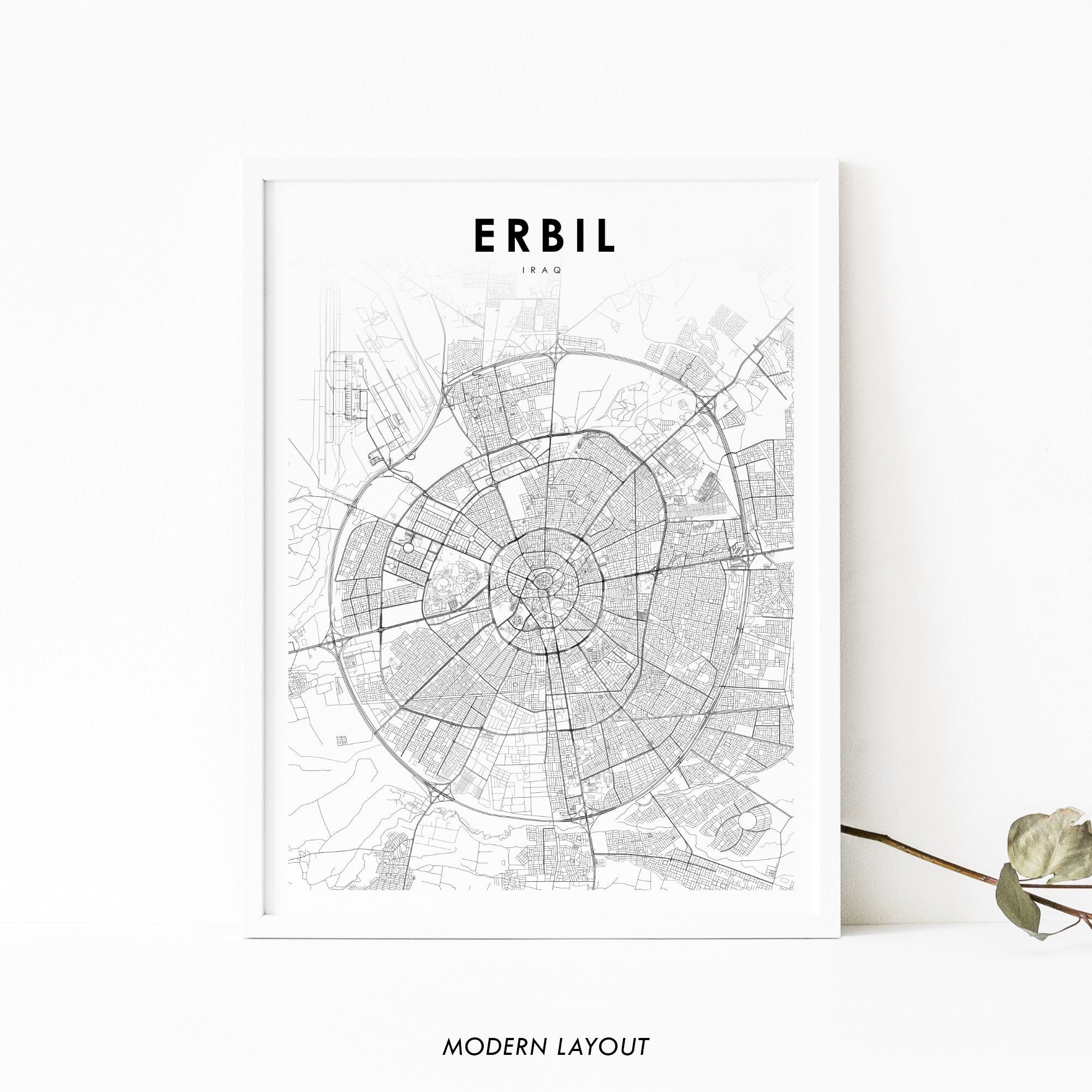 Erbil Iraq Map Print Map Art Poster أربيل Irbil Arbīl Hawler - Etsy UK