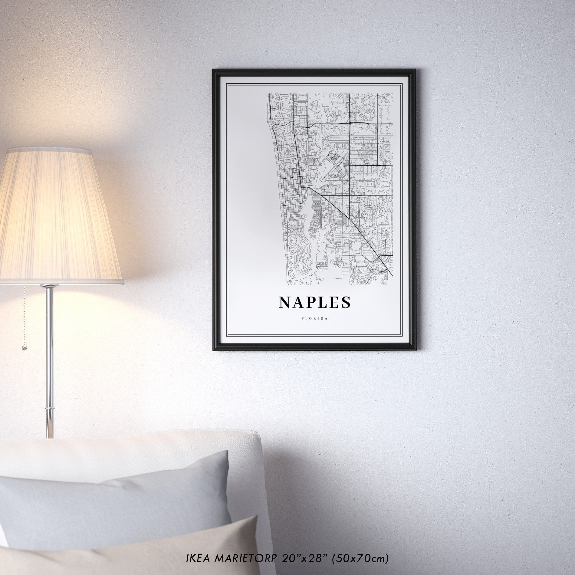 Naples FL Map Print, Florida USA Map Art Poster, Collier County, City ...