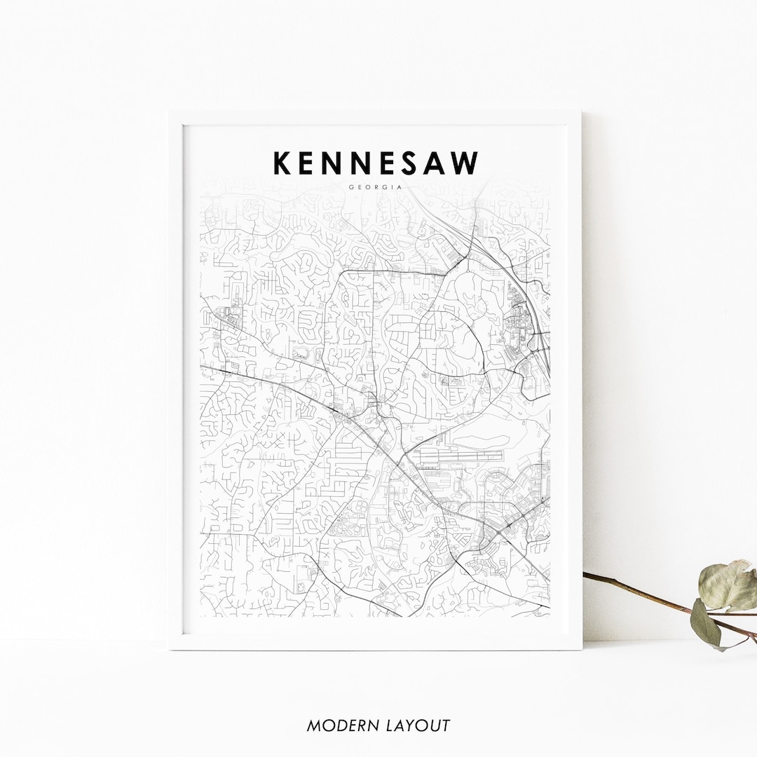 Kennesaw GA Map Print, Georgia USA Map Art Poster, Cobb County, City ...