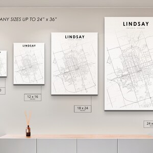 Lindsay Ontario Map Print, ON Canada Map Art Poster, Kawartha Lakes ...