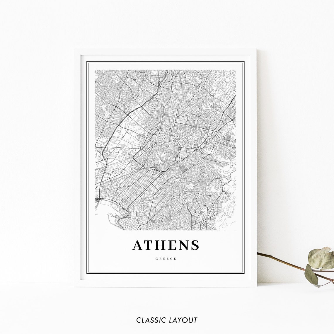 Athens Greece Map Print Map Art Poster Αθήνα Ελλάδα City | Etsy